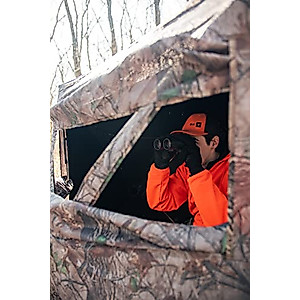 Muddy Outdoors Hunting Easy Set-Up Portable Concealable Black-Backed Water Resistant Epic Camo Prevue Ground Blind, 2-Person