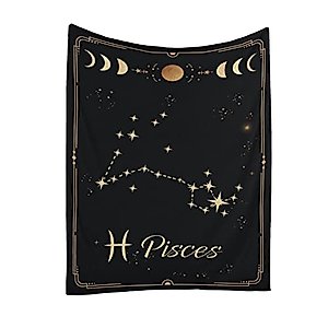 wvihgku Pisces Constellation Blanket Astrology Sign Throw Blanket, Lightweight Microfiber Blanket Birthday Graduation to Mom Gifts for Women Men 50x40 in