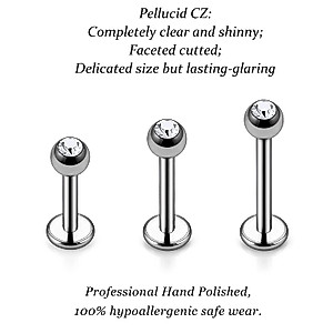 Vsnnsns 16G G23 Titanium Lip Rings for Women Labret Monroe Lip Rings Studs Nail Cartilage Tragus Helix Daith Rook Earrings Studs Ring Medusa Piercing Jewelry 6mm 8mm 10mm