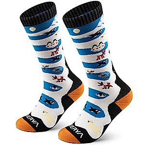 WEIERYA Kids Ski Socks Merino Wool, Thermal Snow Socks, Knee-high Wool Socks for Boys and Girls, 1/3 Pairs Black M 1 Pair