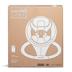 Munchkin® Bluetooth Enabled Lightweight Baby Swing with Natural Sway in 5 Ranges of Motion, Includes Remote Control