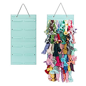 Hanging Baby Girl Headbands Storage Organizer, Newborn Headbands and Bows Holder(Smal 12 Snap Band, Mint Green)