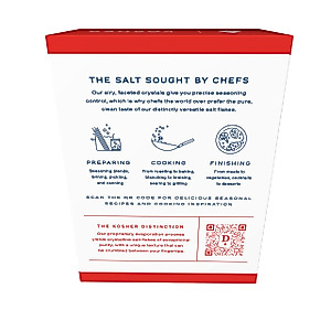 Diamond Crystal Kosher Salt Flakes – Full Flavor, No Additives and Less Sodium - Pure and Natural Since 1886-1 Pound Box