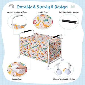 STORAGEIDEAS Large Toy Box Cart with Wheels, Sturdy Kids Toy Storage Organizer, Toy Chest Storage Bins Baskets for Boys, Girls in Living Room, Nursery, Playroom, Bedroom, 1 Large Section, Dinosaur