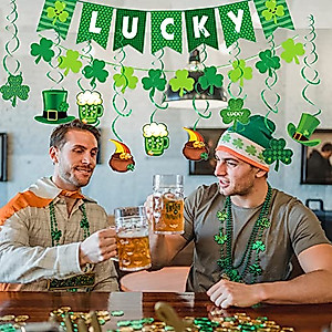 St. Patrick’s Day Banner Party Decorations - 57Pcs Shamrock Garland St Patrick’s Day Decorations Irish Party Decor Spring Holiday Accessory Wall Decorations with Lucky Banner