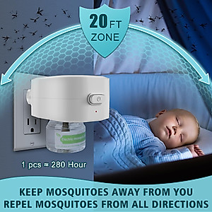 Moskiller Mosquito Repeller, Electronic Mosquito Repellent Plug in, Include 1 Pack 280 Hr Repellent Refills for Home, Bedroom, Office, Kitchen