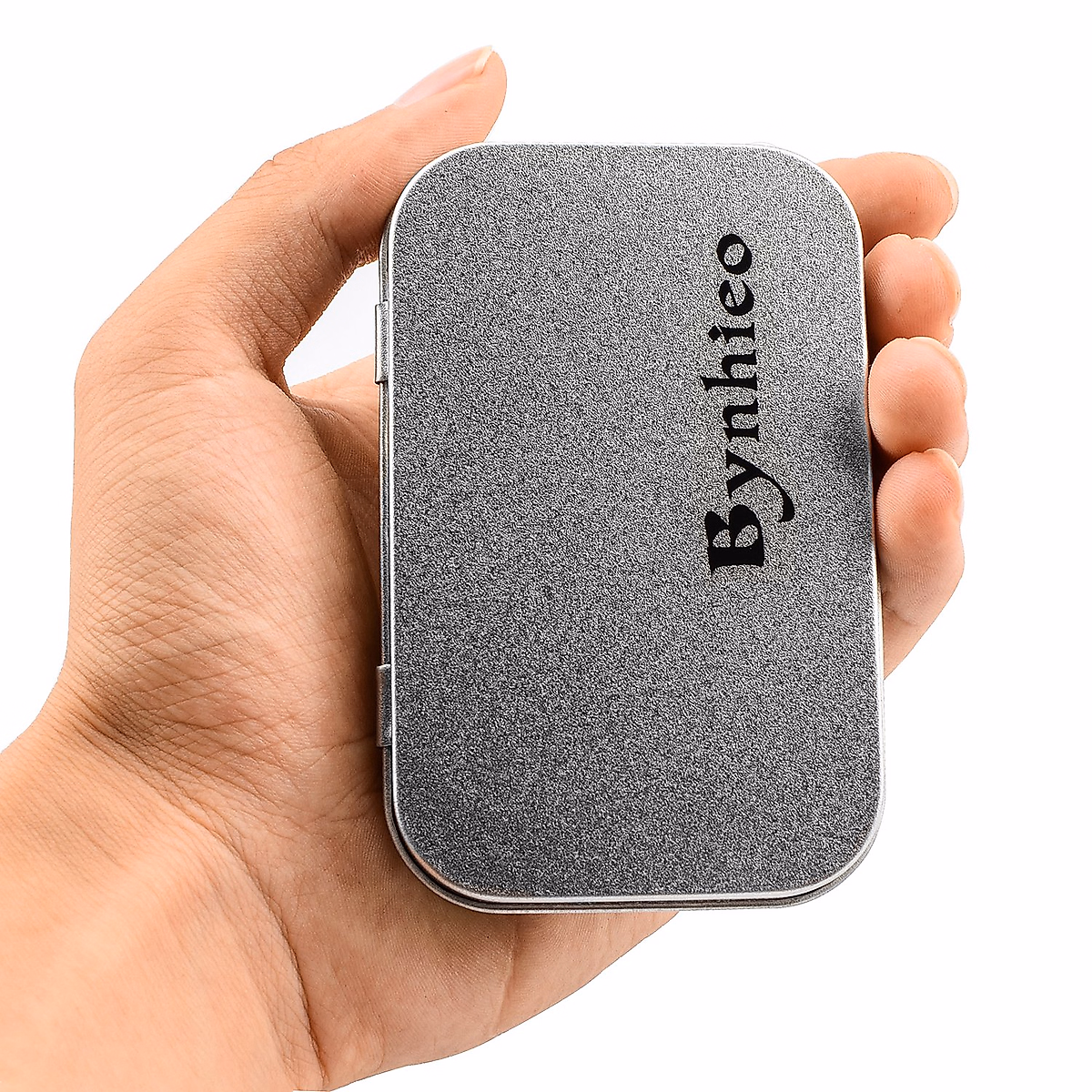 Bynhieo portable tin box 2-5ml silicone container jars wax carrying case with Silicone Mat Pad 5.5 X 4.5inch extra stainless steel spoons