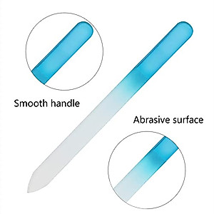 Glass Nail File Glass Nail File With Case Double Sided Etched Surface Files Professionals Glass File Stocking Stuffers For Women Fingernail Polish Removers compatible with Machine (Blue, One Size)