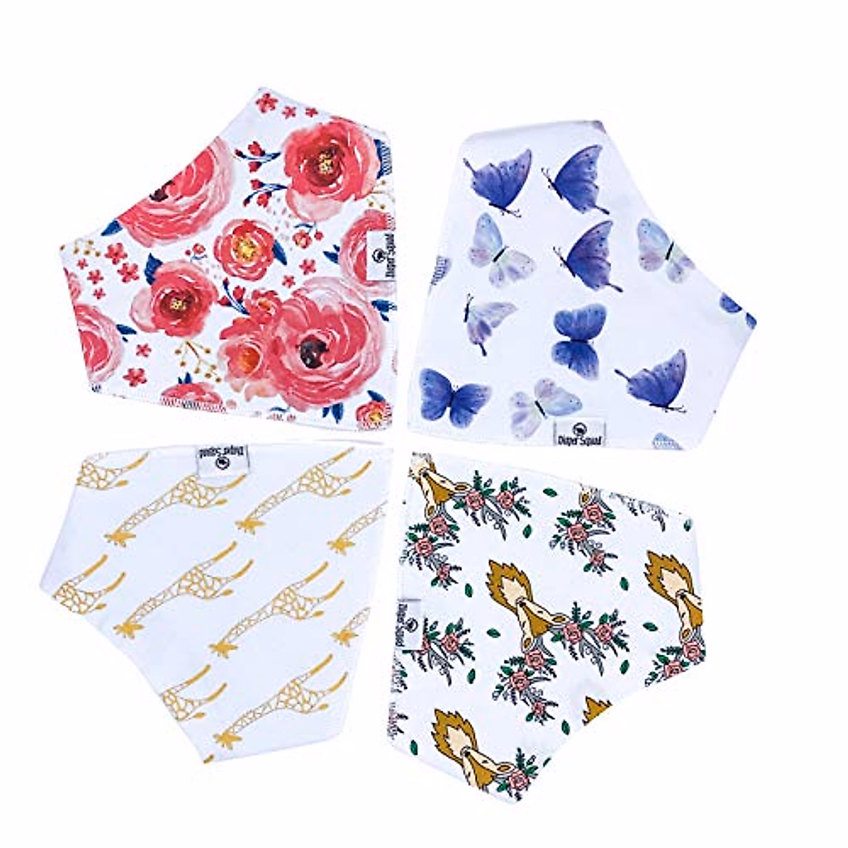 Diaper Squad 100% Organic Cotton Floral 10-Pack Baby Girl Drool Bandana Bibs Pink for Girls