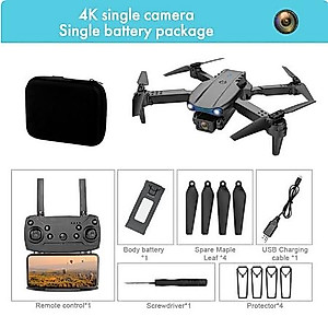 E99pro Foldable Motor Drone with 2 Cameras 40KM/h MAX Wind Resistant 4 Level 5GHz WIFI FPV Drones with HD Camera RC Quadcopter Drone for Children Adults 2 Batteries idea16 UAV (Black)