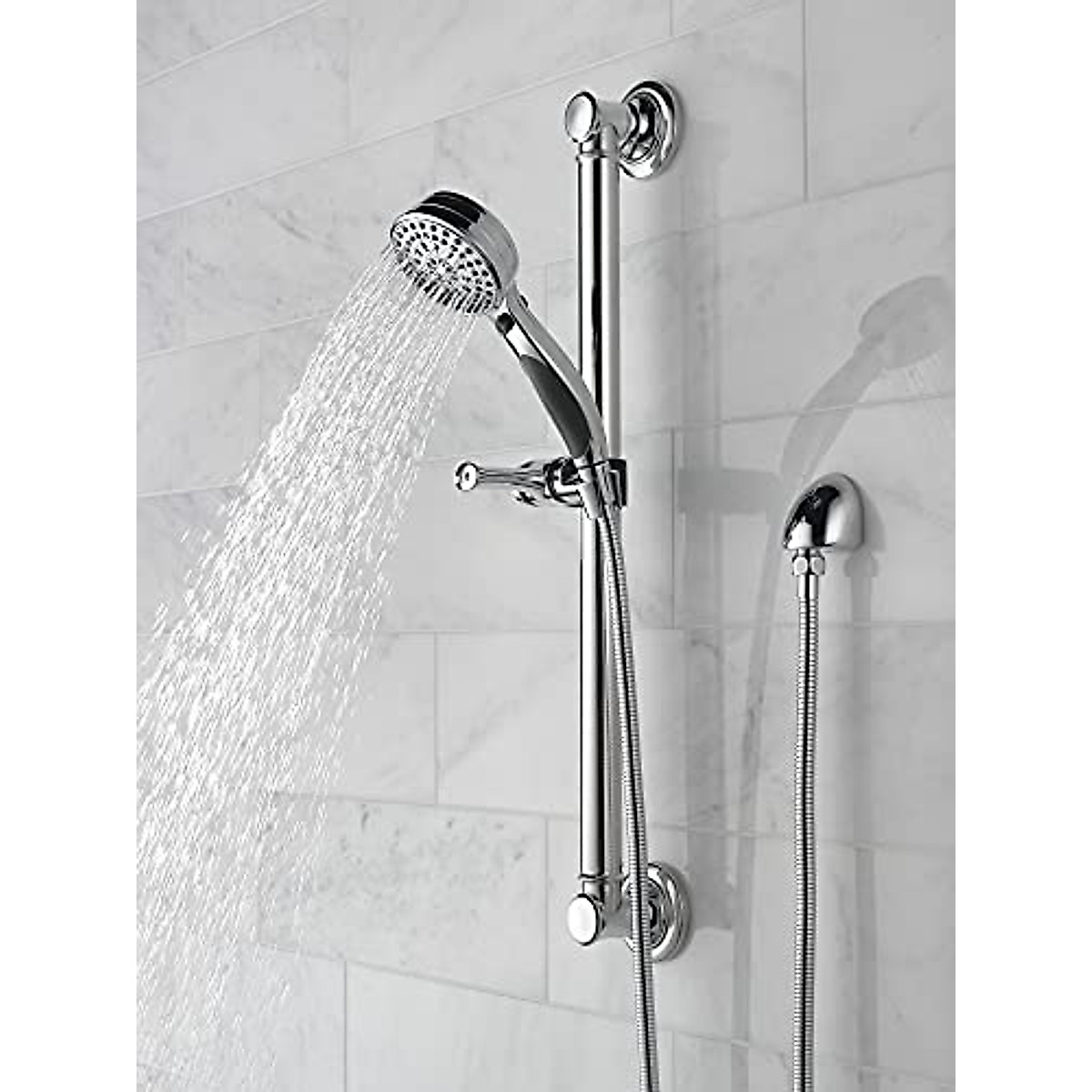 Delta Faucet 9-Spray Slide Bar Hand Held Shower with Hose, Chrome Handheld Shower Head, Slide Bar Hand Shower, Handheld Shower, Detachable Shower Head, Chrome 51900