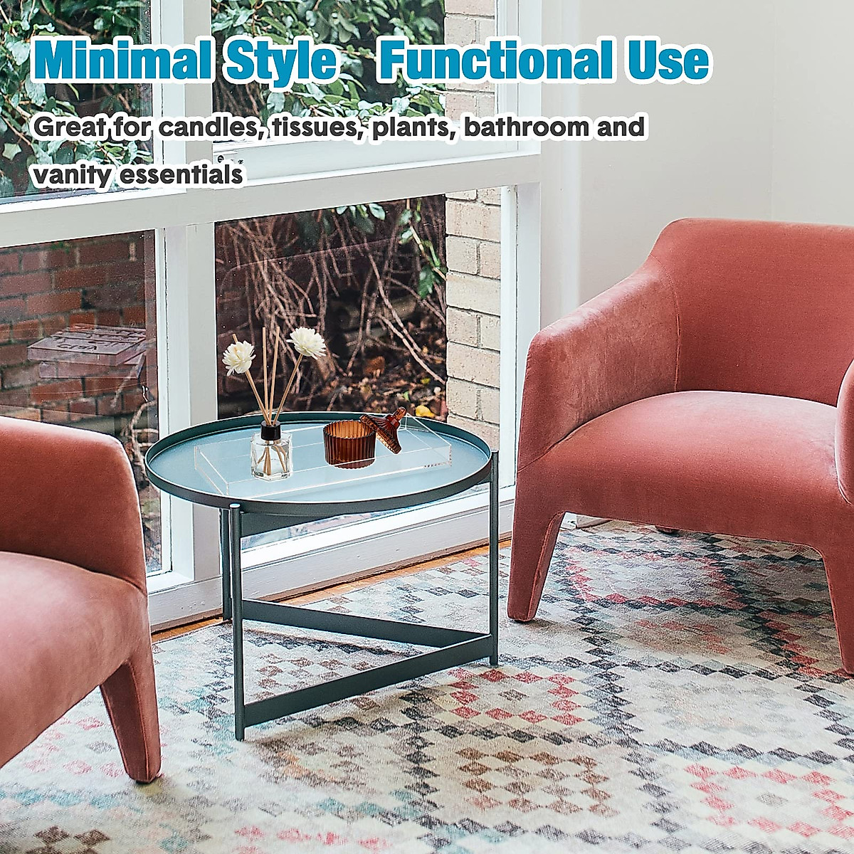 Maitys Acrylic Vanity Tray Bathroom Tray for Serving Vanity Makeup Organizer Clear Hand Towel Kitchen Countertop Makeup Perfume Cosmetics Organizer Valentine's Day Gift(11.8 x 5 Inch, 3 Pcs)