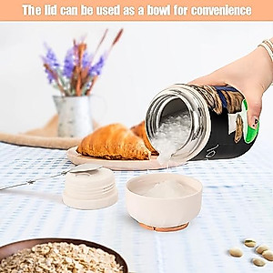 CUPADA Funny Cat Teacher Food Jar, Back To Insulated Hot Food Jars Vacuum 17OZ with Folding Spoon for Work Trip Picnic Camping