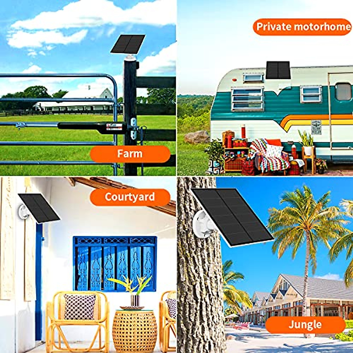 Solar Panel for Wireless Outdoor Security Camera, IP 66 Waterproof 5W Micro USB Solar Panels with 10ft Cable, Continuous Power Supply for Rechargeable Solar Powered Cameras