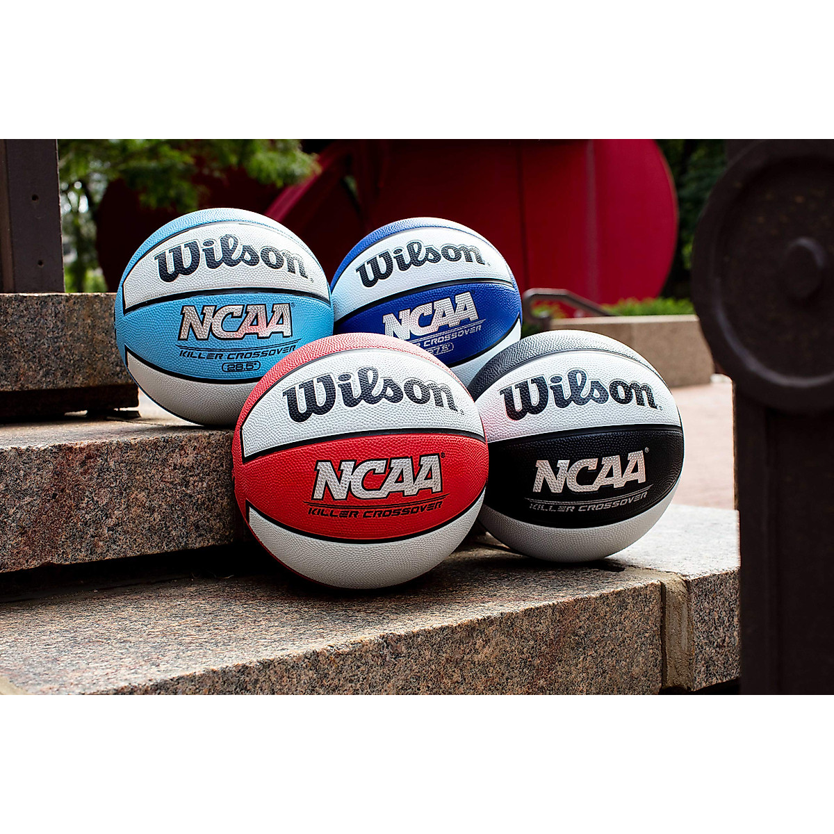 WILSON NCAA Killer Crossover Outdoor Basketball - Size 7 - 29.5", Red/White