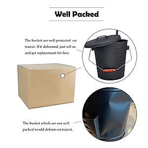 Hisencn Ash Bucket with Lid and Shovel, 5.15 Gallon Large Galvanized Metal Coal and Hot Ash Pail for Fireplace, Hearth, Charcoal Wood Fire Pits Burning Stoves Indoor and Outdoor