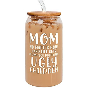 KORUBIA Gifts for Mom from Daughter, Son, Kids - Mom Gifts, Mother Gifts, Mama Gifts - Christmas Gifts for Mom, Mom Christmas Gifts - Mom Birthday Gifts, Birthday Gifts for Mom - 16 Oz Mom Can Glass