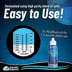 AccuBrate Refractometer and Hydrometer Salinity Calibration Fluid – Solution to Accurately Calibrate Refractometer and Hydrometer for Testing Natural Saltwater or Synthetic Sea Water (60 ml)