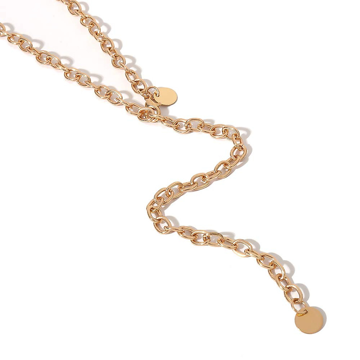 Jurxy Multilayer Alloy Waist Chain Body Chain for Women Golden Waist Belt Pendant Belly Chain Adjustable Body Harness for Jeans Dresses – Gold Style 5