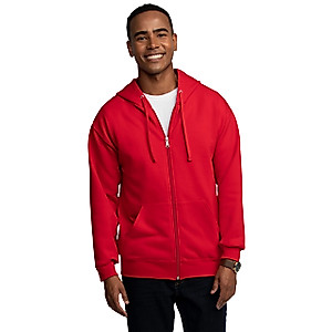 Fruit of the Loom Eversoft Fleece Hoodies, Pullover, Moisture Wicking & Breathable, Sizes S-4x, Red Full Zip, Medium