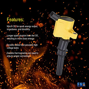 ENA Yellow Set of 8 Ignition Coil Pack Compatible with Lincoln Mercury Ford Mustang Crown Victoria E150 E250 Expedition Explorer F150 F250 F350 F450 F550 Navigator 4.6L 5.4L V8 Replacement for DG508