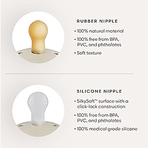 FRIGG Daisy Natural Rubber Baby Pacifier | Made in Denmark | BPA-Free (Baby Pink/Soft Lilac, 6-18 Months) 2-Pack