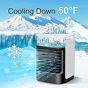 Cozzyben Mini Portable Air Conditioner, Portable AC Cooling Fan 3 Speeds, USB Personal Evaporative Air Cooler for Room Desk Kitchen Office Bedroom Camping