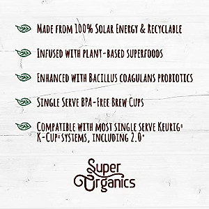 Super Organics Daily Defense Coffee (Organic) with Superfoods and Probiotics (Keurig K-Cup Compatible) 10ct Single Serve Cups