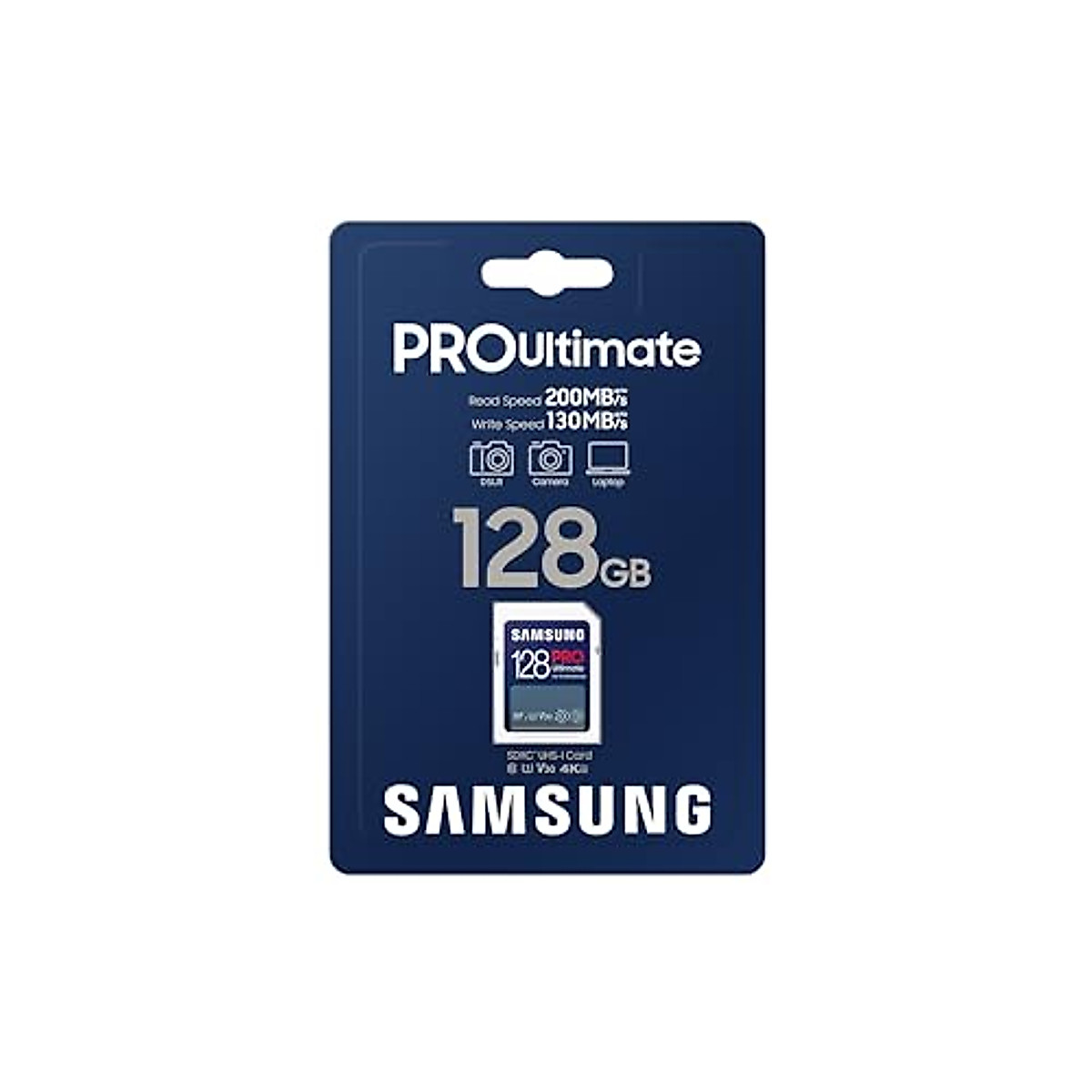 SAMSUNG PRO Ultimate Full Size 128GB SDXC Memory Card, Up to 200 MB/s, 4K UHD, UHS-I, C10, U3, V30, A2, for DSLR, Mirrorless Cameras, PCs, MB-SY128S/AM
