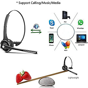 Office Headset with Mic,Wireless Bluetooth Headphone,Noise Cancelling Trucker Bluetooth Headset,Handsfree Headset with Charging Dock for Call Center,Home,Smartphones,PC