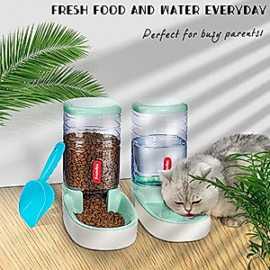Automatic Pet Feeder Small&Medium Pets Automatic Food Feeder and Waterer Set 3.8L, Travel Supply Feeder and Water Dispenser for Dogs Cats Pets Animals