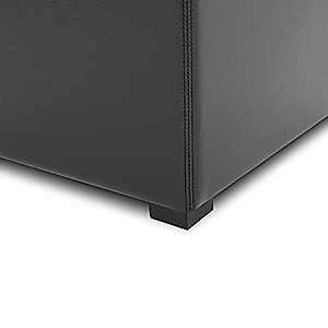 CHITA Storage Ottoman Cube with Tray,Footrest Stool Seat Serve as Side Table, PU Leather in Black