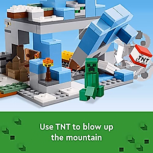 LEGO Minecraft The Frozen Peaks 21243, Cave Mountain Set with Steve, Creeper, Goat Figures & Accessories, Icy Biome Toy for Kids Age 8 Plus Years Old