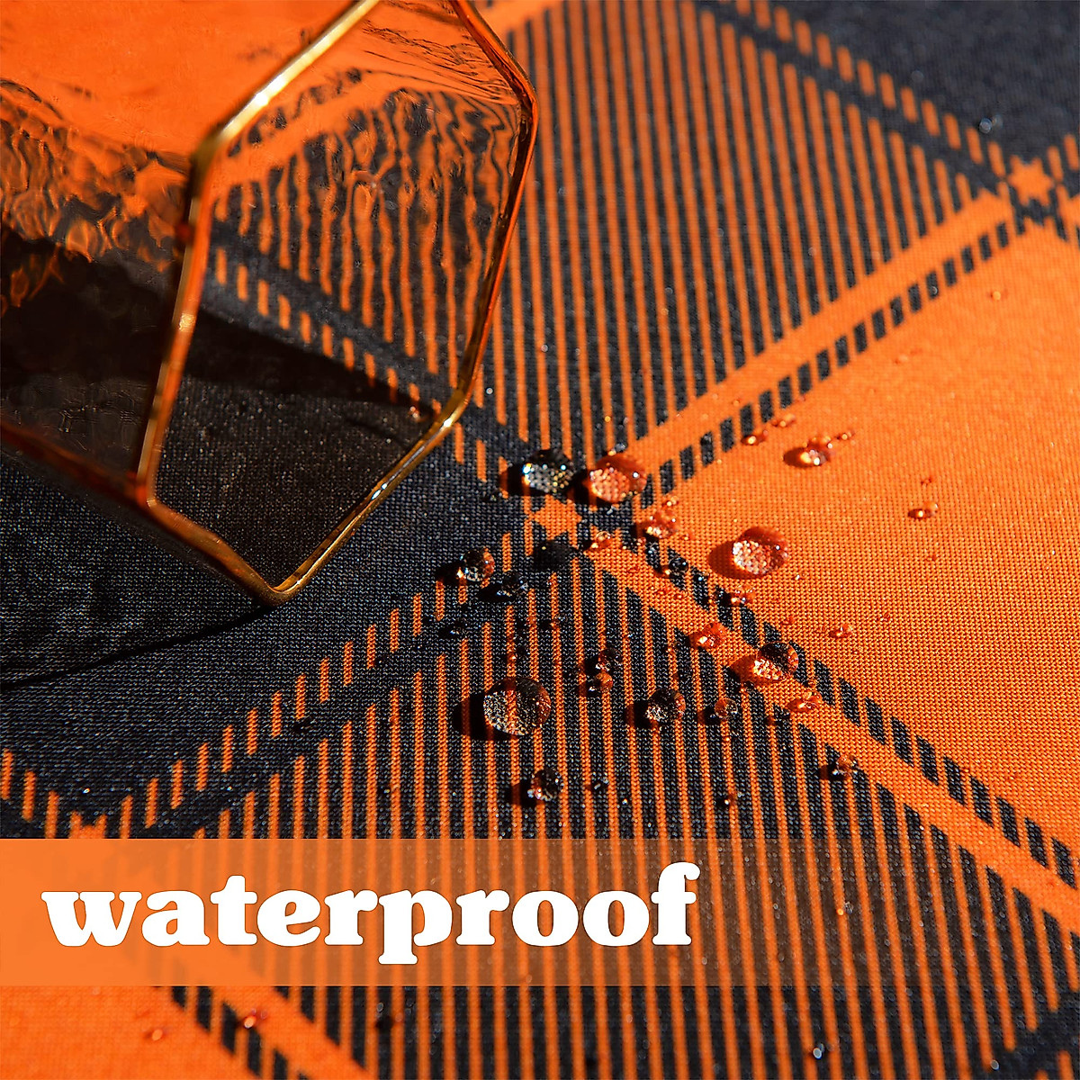 MikiUp Checkered Rectangle Fall Tablecloth - Waterproof, Wrinkle Resistant and Washable Gingham Table Cloth Decorative Table Cover for Party, 160GSM Orange/Black 60 x 84 Inch