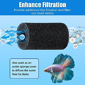 AQUANEAT 6-Pack Pre-Filter Sponge for Aquarium Shrimp Fry Fish Tank Filter 1” Intake, Replacement Foam Cover