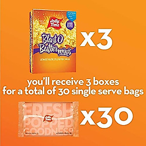 Jolly Time Blast O Butter, Ultimate Movie Theater Butter Microwave Popcorn (Blast O Butter Minis, 1.5 Ounce (Pack of 30))