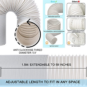 HOXHA 2 Pack Portable Air Conditioner Hose with Coupler 5.9 Inch AC Exhaust Vent Duct Hose Universal AC Tube Hose Kit Parts Accessories