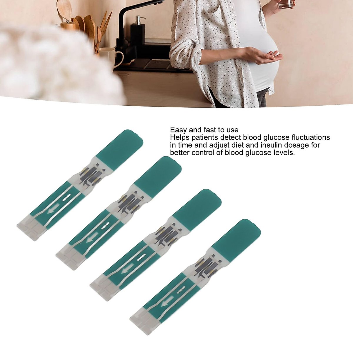 Luqeeg 50PCS Glucose Test Strips, PET Accurate Diabetes Testing Strips, Sugar Testing for Preventing Hyperglycemia, Self Sugar Monitoring