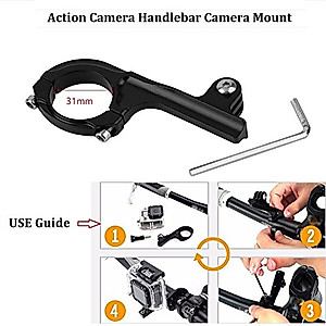 VVHOOY Aluminum Bike Bicycle Motorcycle Handlebar Mount Adapter Compatible with Gopro Hero 11/10/9/8/7/6/5/4/AKASO Brave 4/5/6 Plus/7 le/v50/EK7000/Exprotrek/Dragon Touch/WOLFANG Action Camera