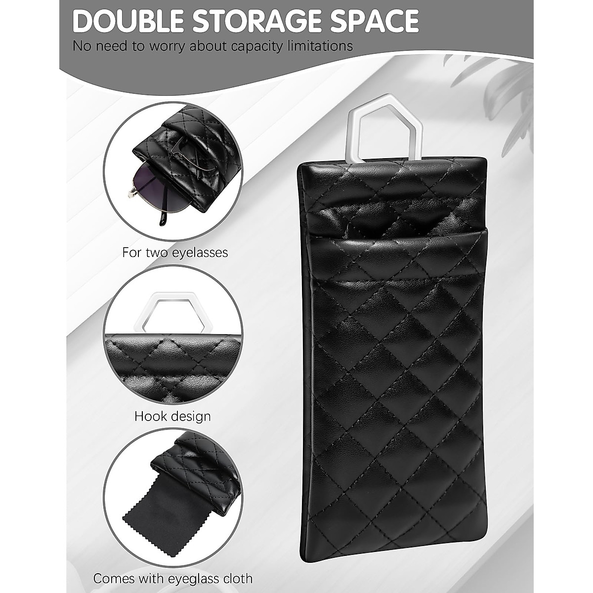 Double Soft Glasses Case Pu Sunglasses Case Squeeze Top Eyeglass Case Pouch Bag (Pink)