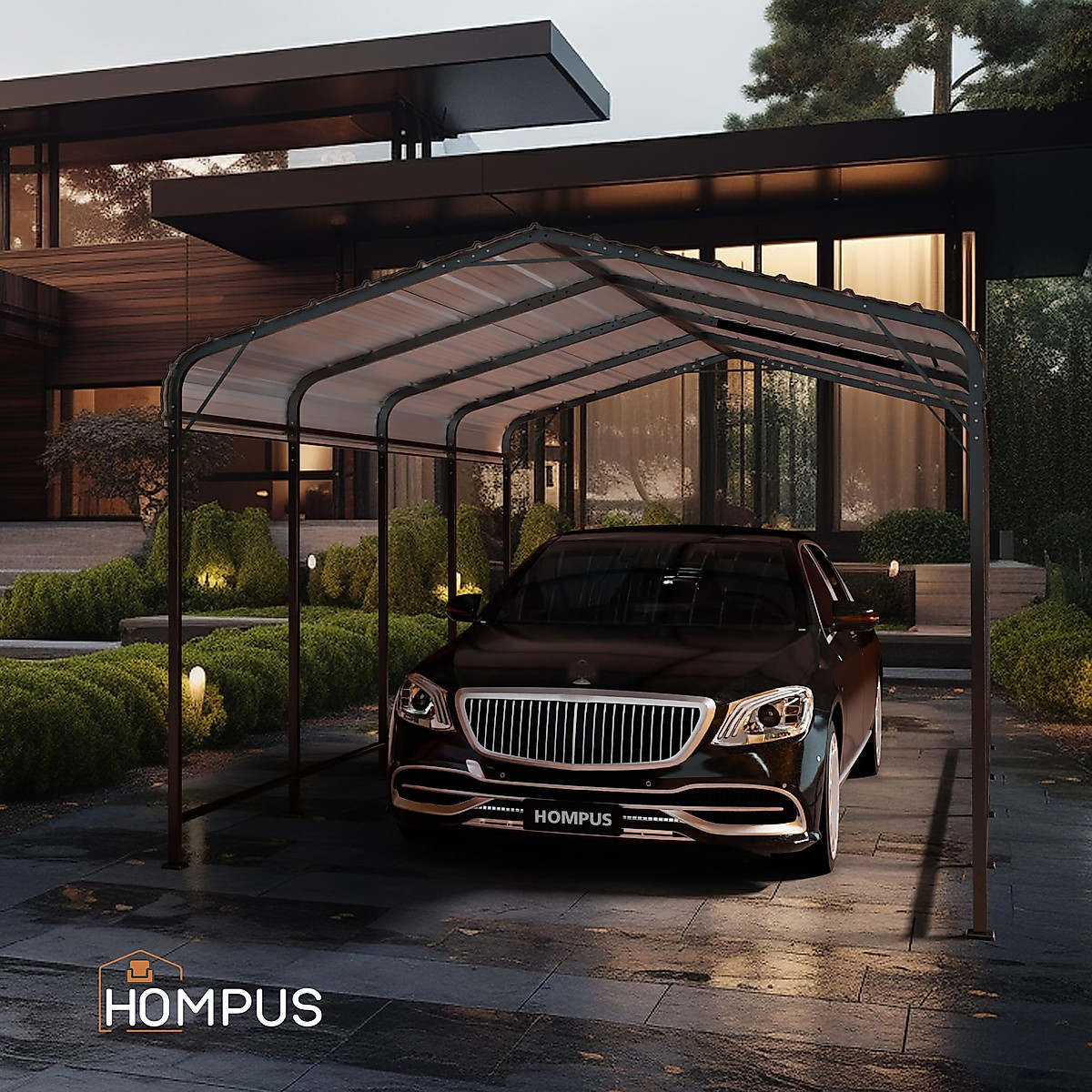 HOMPUS Outdoor Carport, 10'x20' Carport with Galvanized Steel Roof, Heavy Duty Canopy for Garage, Outdoor Garage Car Shelter Shade for Car, Grey