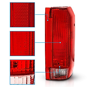 AmeriLite Red Replacement Tail Light Assembly Set for Ford Bronco / F150 F250 F350 Styleside Pickup - Driver and Passenger Side