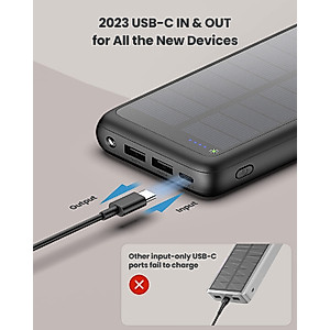 IXNINE Solar Charger 27000mAh Power Bank 3A USB C Fast Charging Portable Solar Phone Charger Camping External Battery Pack with 3 Outputs for Cellphone Tablets