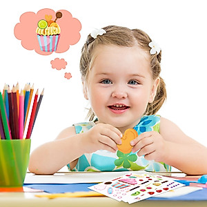 Sinmoe 100 Sheets Valentine Cupcake Stickers Colorful Make Your Own Stickers DIY Sweet Kids Cupcake Craft Stickers Mix and Match Dessert Stickers for Kids Classroom Birthday Party Favor, 20 Styles