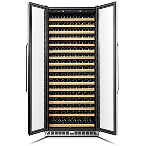 Wine Cooler Refrigerator 2 Glass Door 321 Bottles Dual Zone Reversible Commercial Cooler For Restaurant Bar Grocery Store NSF WI321DD