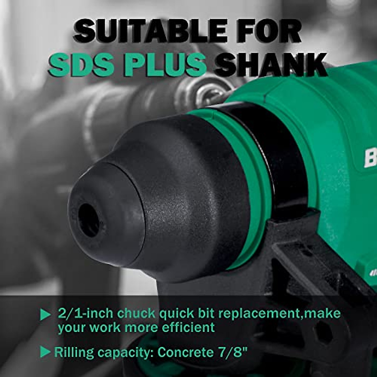 Monkey King Bar-SDS PLUS Coreless Brushless Rotary Hammer Drill 20V 2.2J Power- Li-ion Battery Faster Charge & 4 Modes and Variable-Speed with 1/2 Inch Chuck