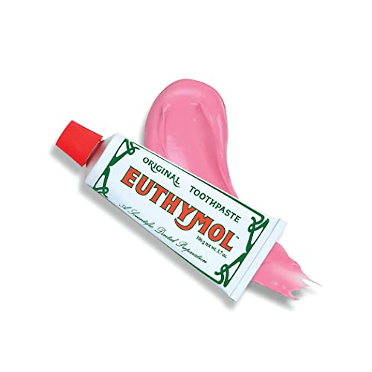 [Euthymol] Natural Flouride-Free Formula/Strong Mint Flavor for Fresh Breath, 3.7 oz | Classic Pink Toothpaste for Fresh Breath, Plaque & Tartar Remover | Travel Size Aluminum Recyclable Tube