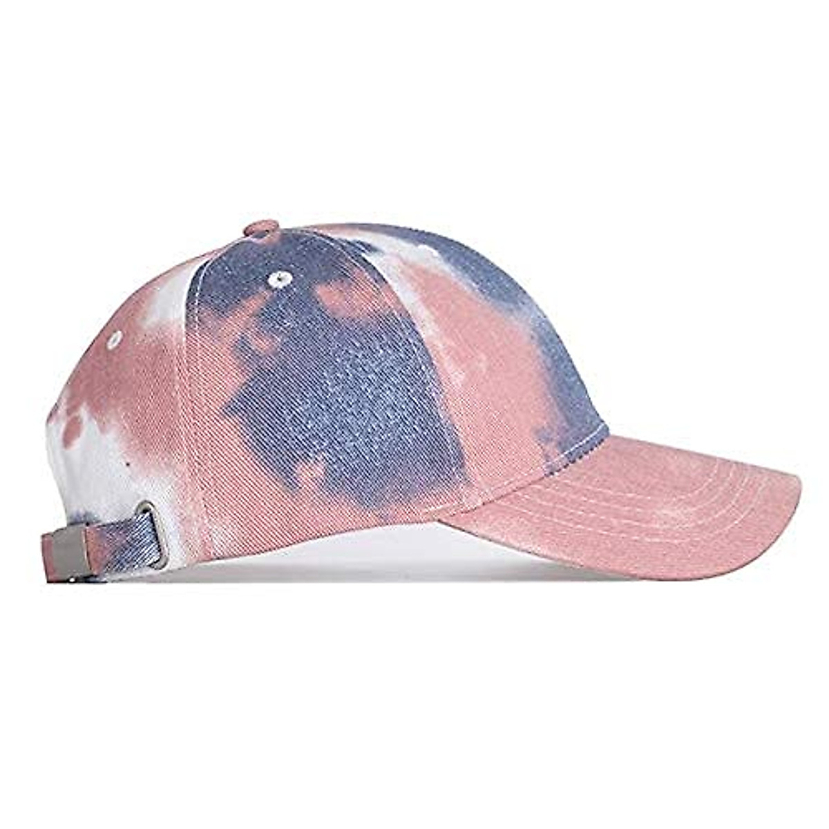 2-Pieces Tie-Dye Baseball-Cap for Women Girl Rainbow Cute Washed Dad Hat (Blue+Pinke 2pc)