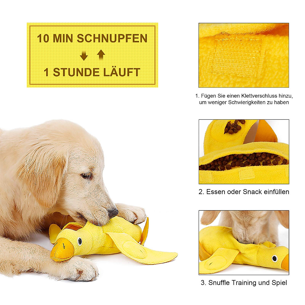 PEDOMUS Plush Dog Toy,Pets Squeaky Training Playing Toys,Treat Dispensing Dog Toy,Durable Chew Toys for Puppies Small Medium Dogs with Duck Shape