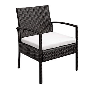 Patio Furniture Set, Outdoor Patio, Items for Patio, Outdoor Wicker Patio Furniture Set, 2 Arm Chairs, Loveseat, Glass Coffee Table, Brown